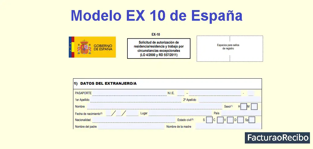 Modelo EX 10 de España - FacturaoRecibo